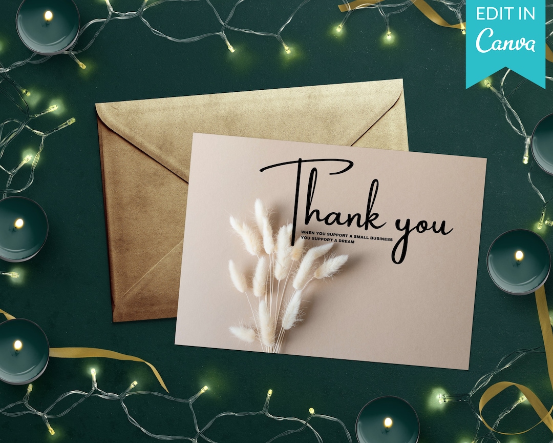 Thank You Cards, Printable Thanks for Your Purchase Card, Small ...