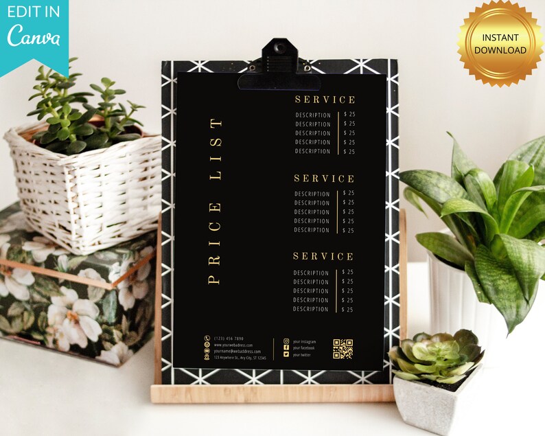 Editable Price List Template Editable Small Business Price - Etsy