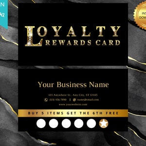 Elegant Black and Gold Loyalty Card Template, Luxury Loyalty Card ...