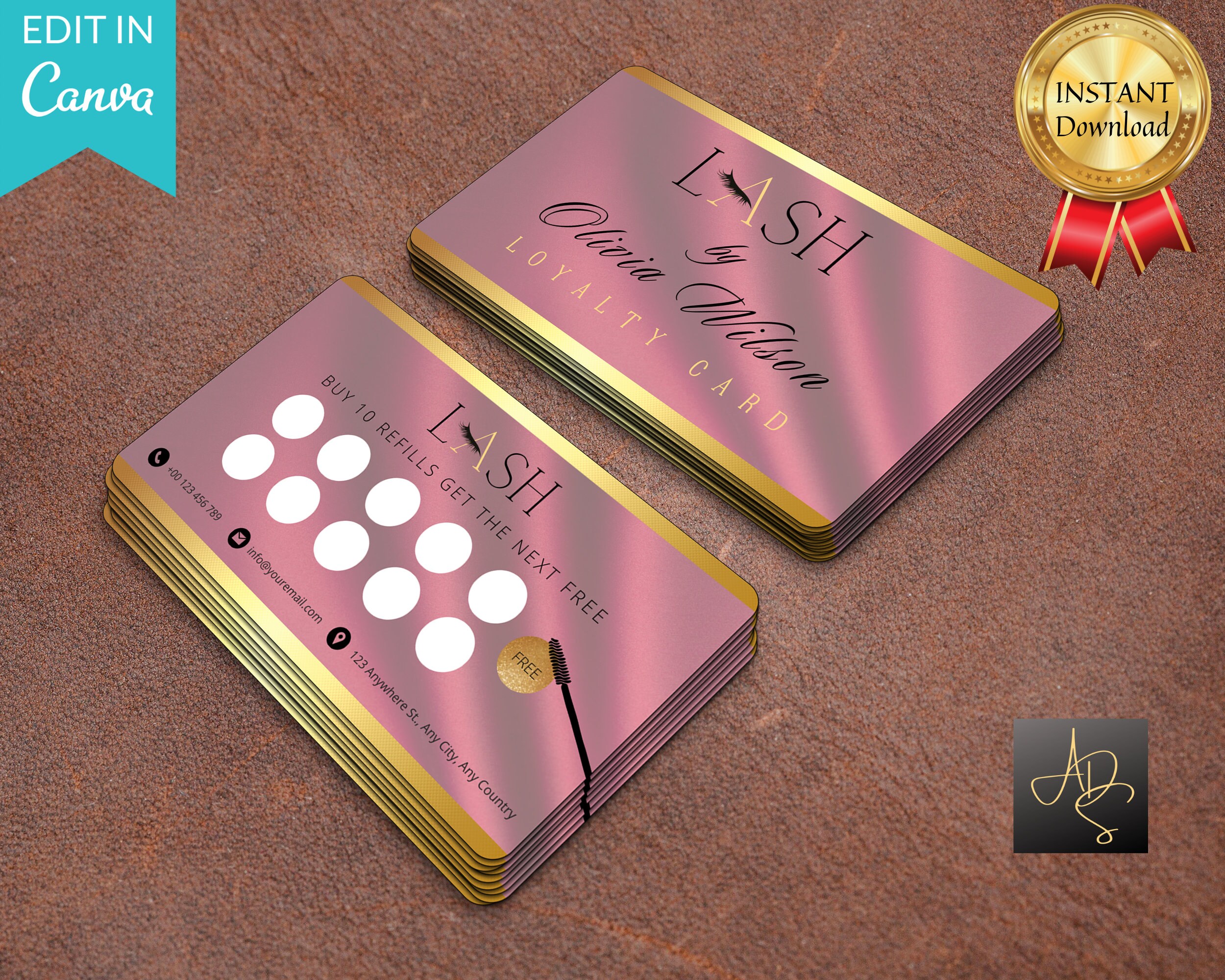 Lash Loyalty Card Template, Small Business Lash Rewards Card Design ...