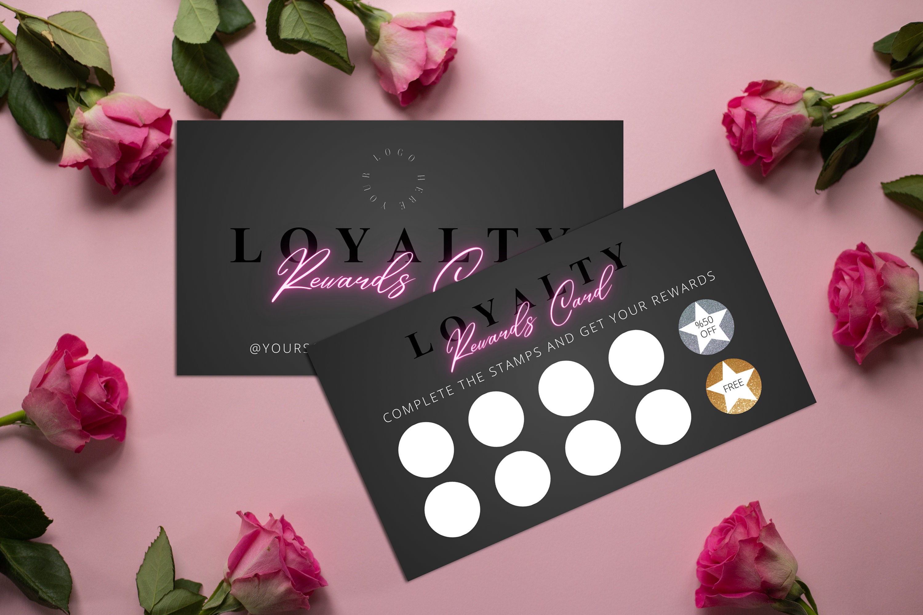 Editable Elegant Black Loyalty Card Template Small Business - Etsy