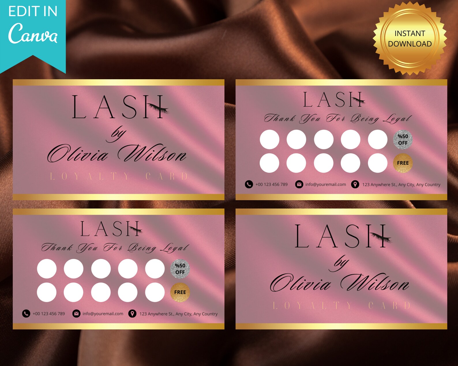 Lash Loyalty Card Template, Small Business Lash Rewards Card Design ...