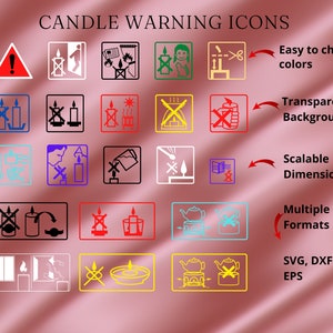Candle Warning Symbols, Candle Warning Icons, Candle Safety Symbols ...