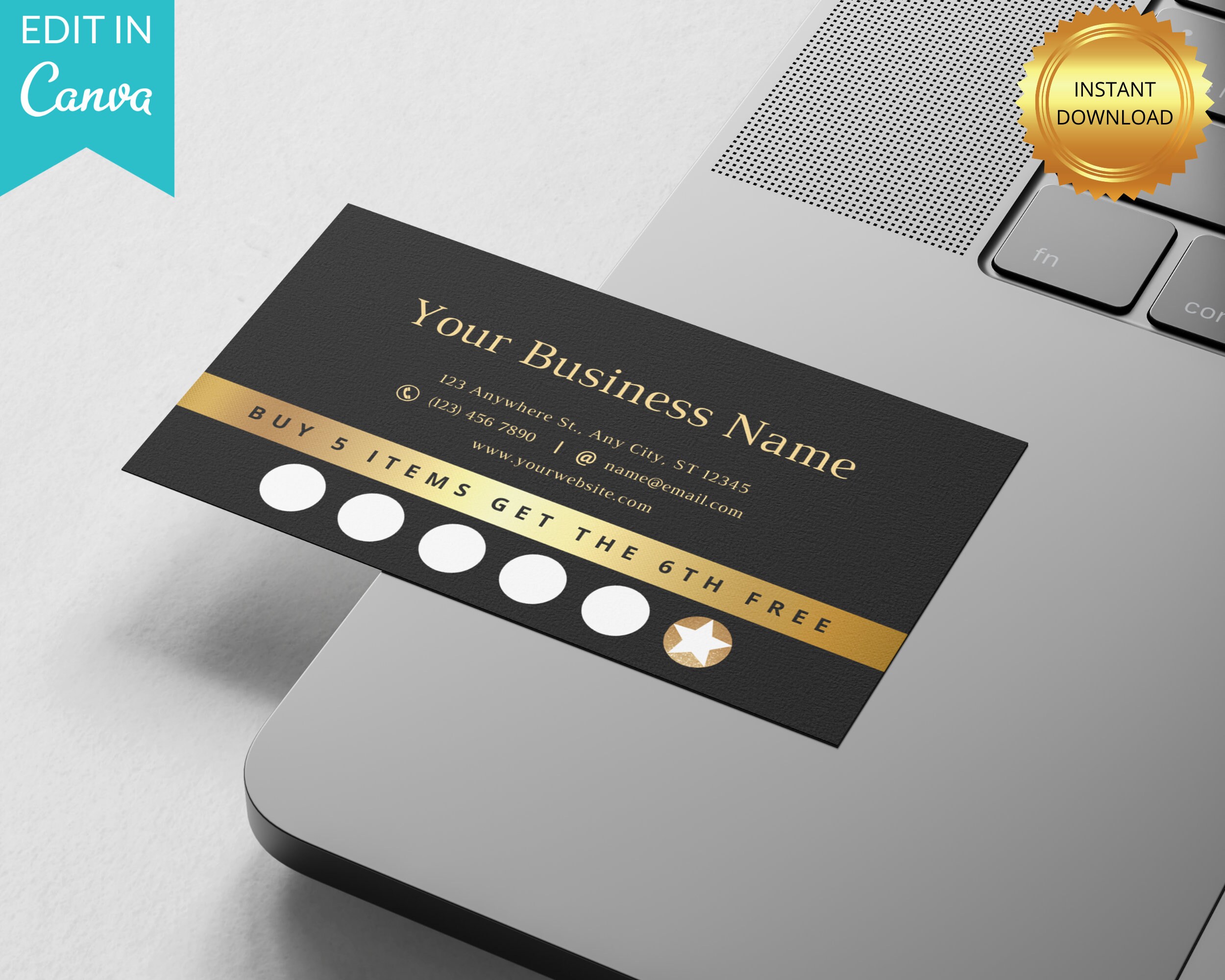 Luxury Loyalty Card, Editable Elegant Black and Gold Loyalty Card ...