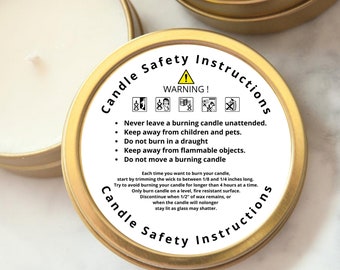 Editable Candle Warning Label Template, Printable Candle Safety Sticker ...