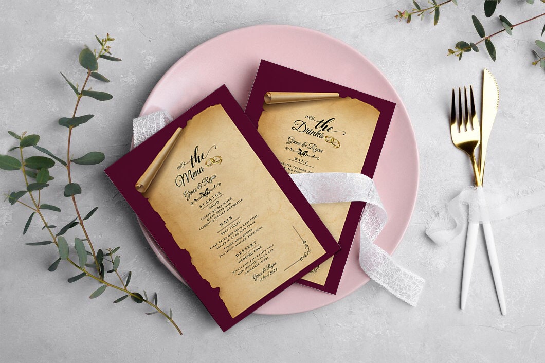 Cute Wedding Menu Template | Elegant Wedding Menu Templates | Modern ...