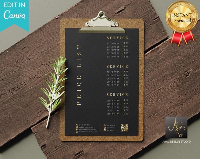 Editable Price List Templates (4 Sizes) Includes Mobiles and Tablets ...