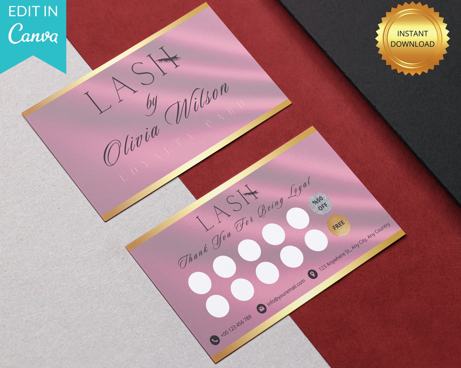 Lash Loyalty Card Template, Small Business Lash Rewards Card Design ...