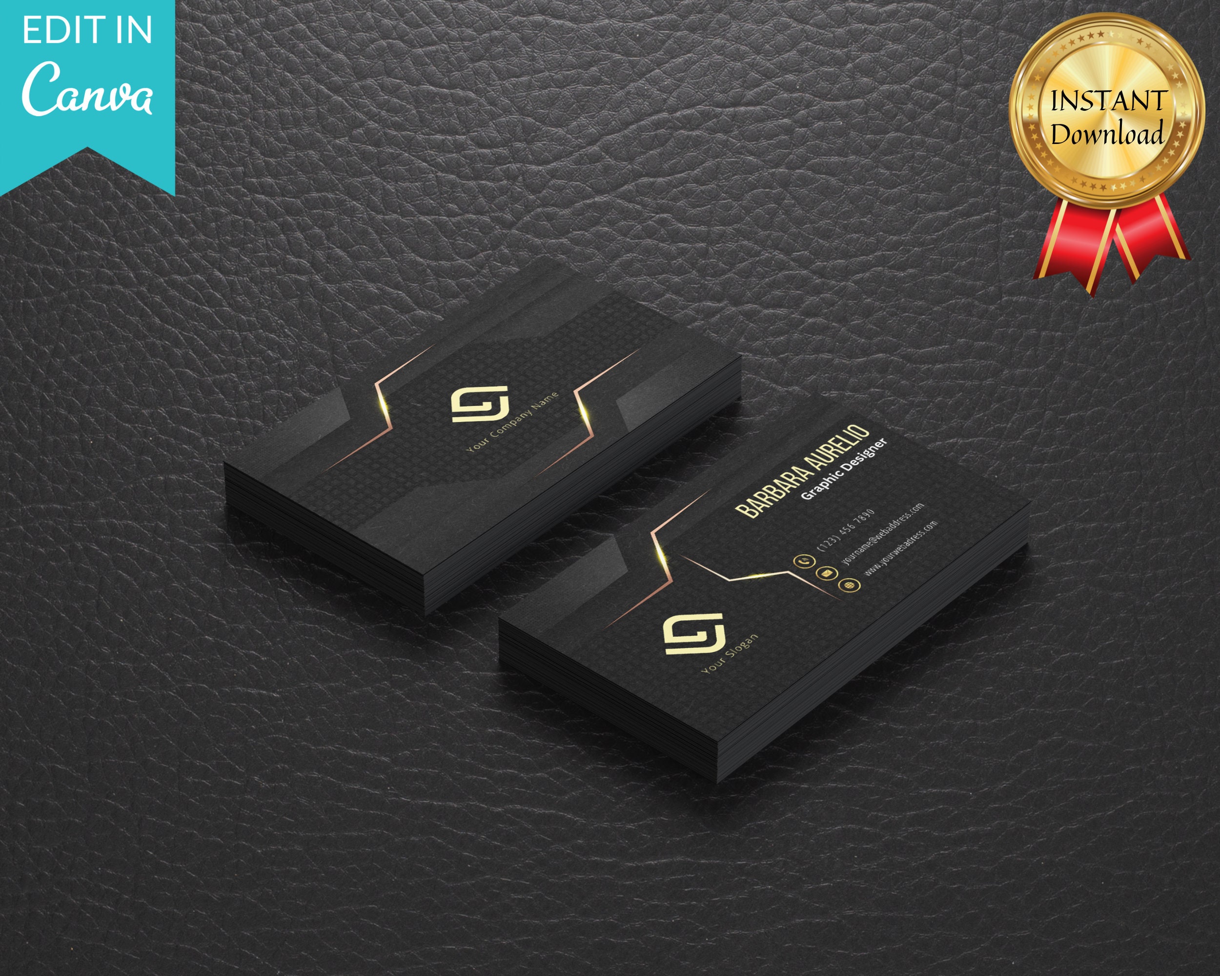 Editable Matte Black Business Card Template: Minimalist Canva Design ...