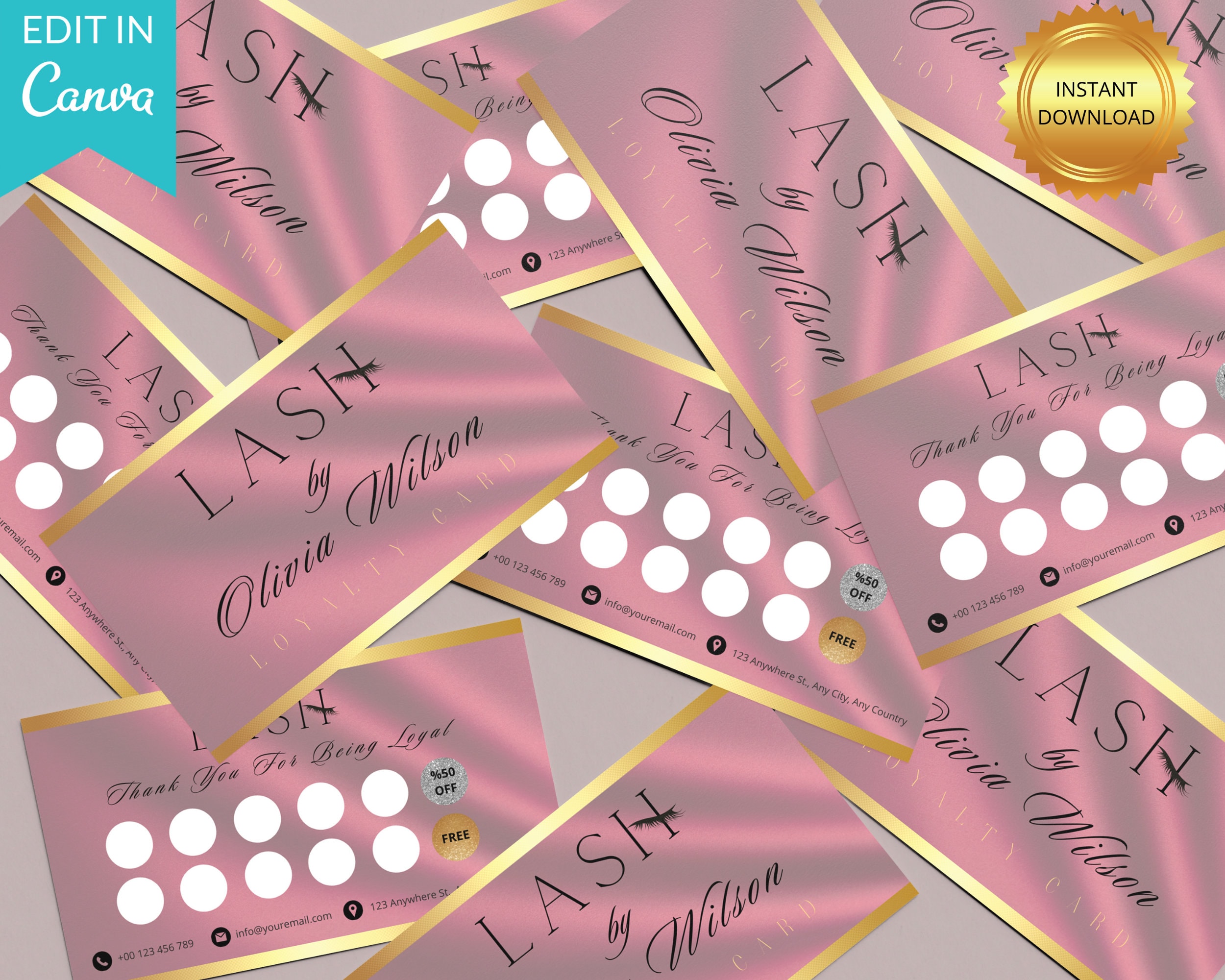 Lash Loyalty Card Template, Small Business Lash Rewards Card Design ...