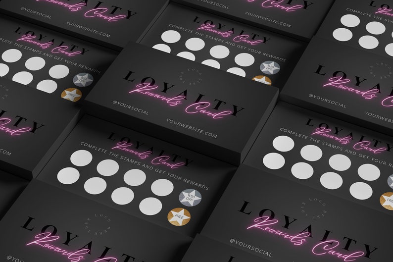 Editable Elegant Black Loyalty Card Template, Small Business Loyalty ...