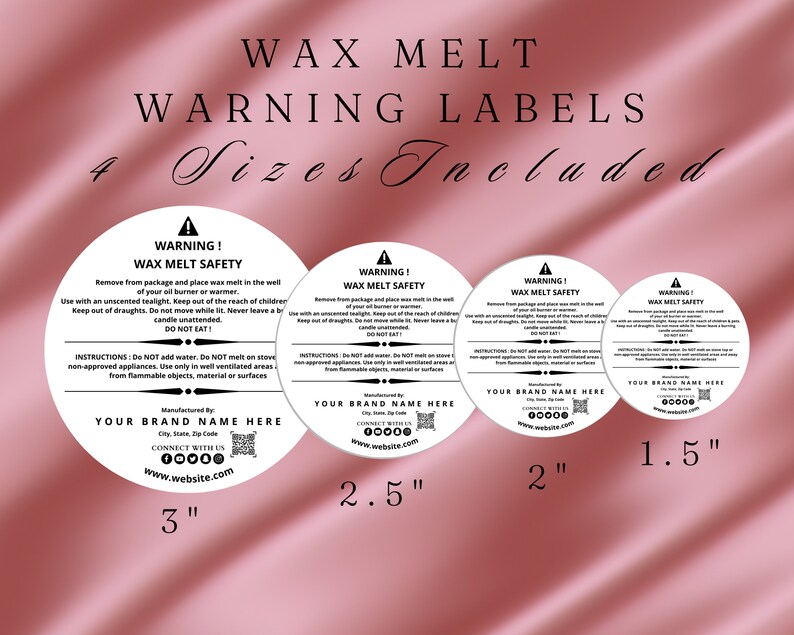Editable Candle & Wax Melt Safety Label Template (digital Download) - Etsy
