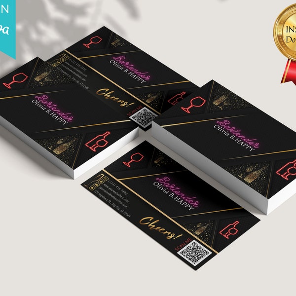 Bartender Business Card Template - Etsy