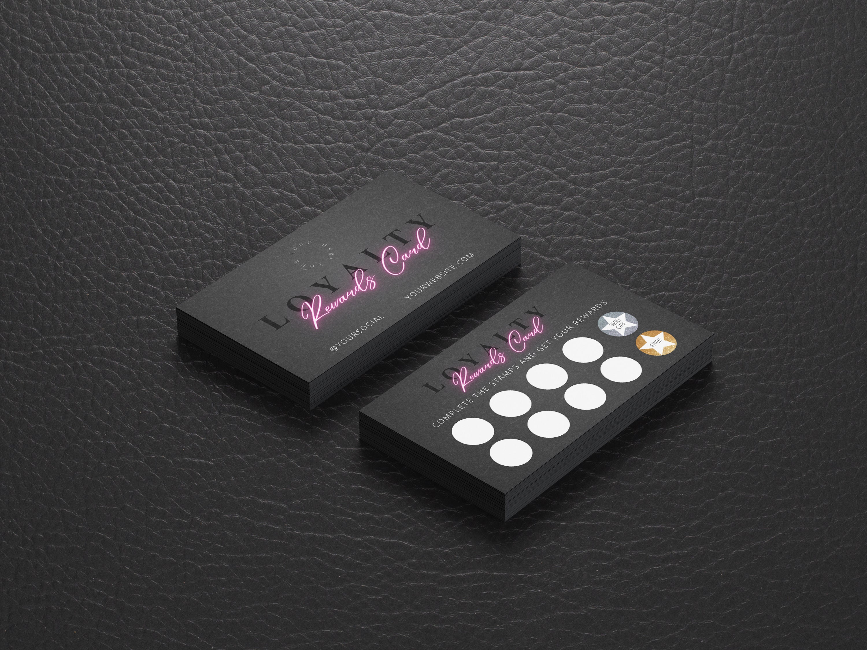 Editable Elegant Black Loyalty Card Template Small Business - Etsy
