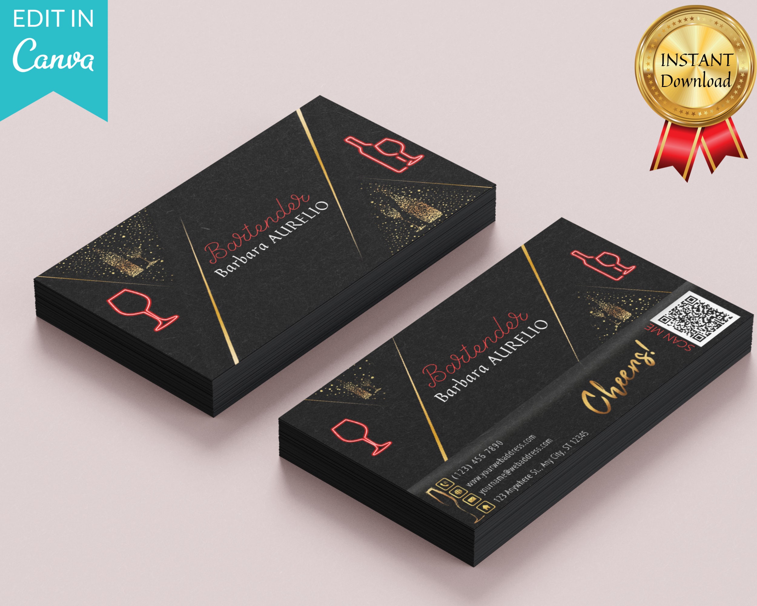 Luxury Business Card for Bartenders, Special Design Business Card for ...