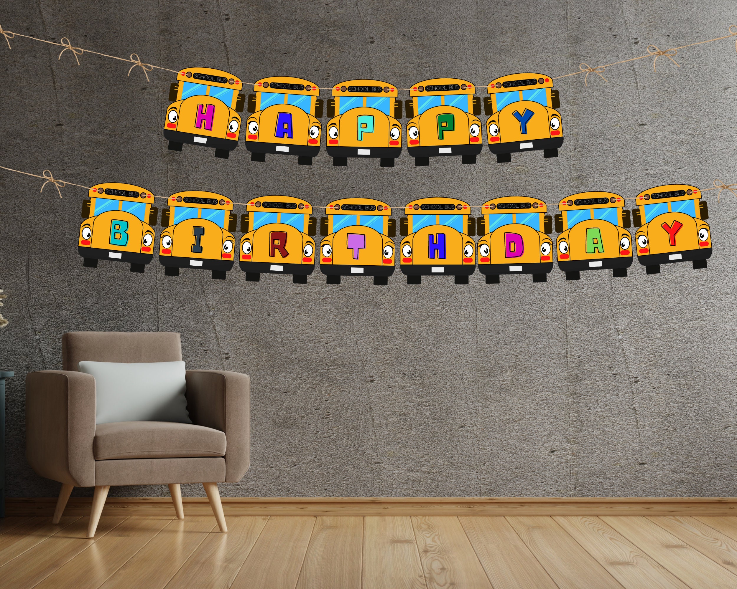 Bus Birthday Banner, First Birthday School Bus Banner Boy 1st Grow up ...