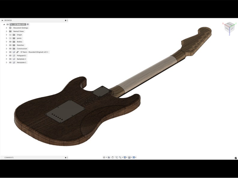 Stratocaster Electric Guitar CAD Model, Fusion 360 - Etsy