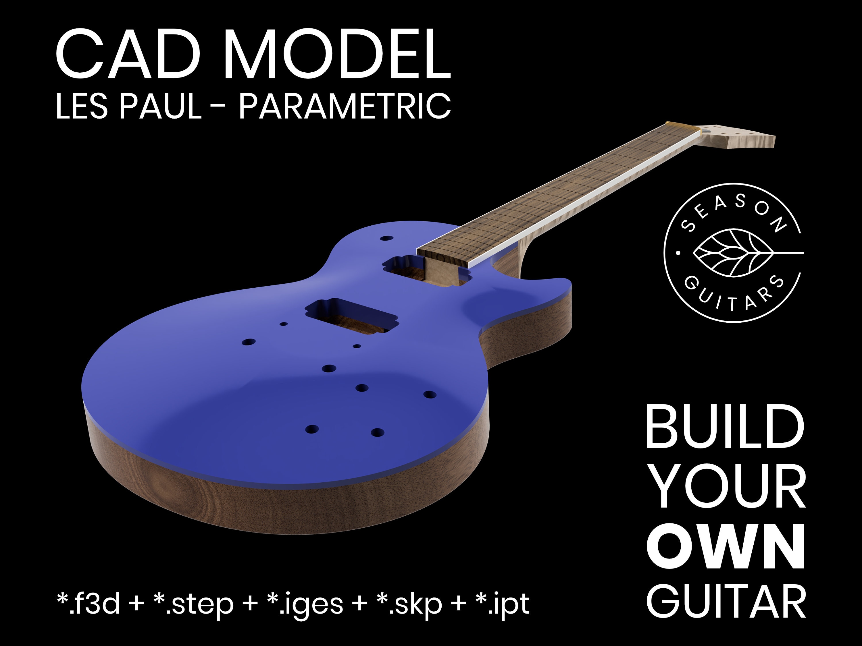 Gibson Les Paul Electric Guitar, Parametric CAD Model, Complete - Etsy