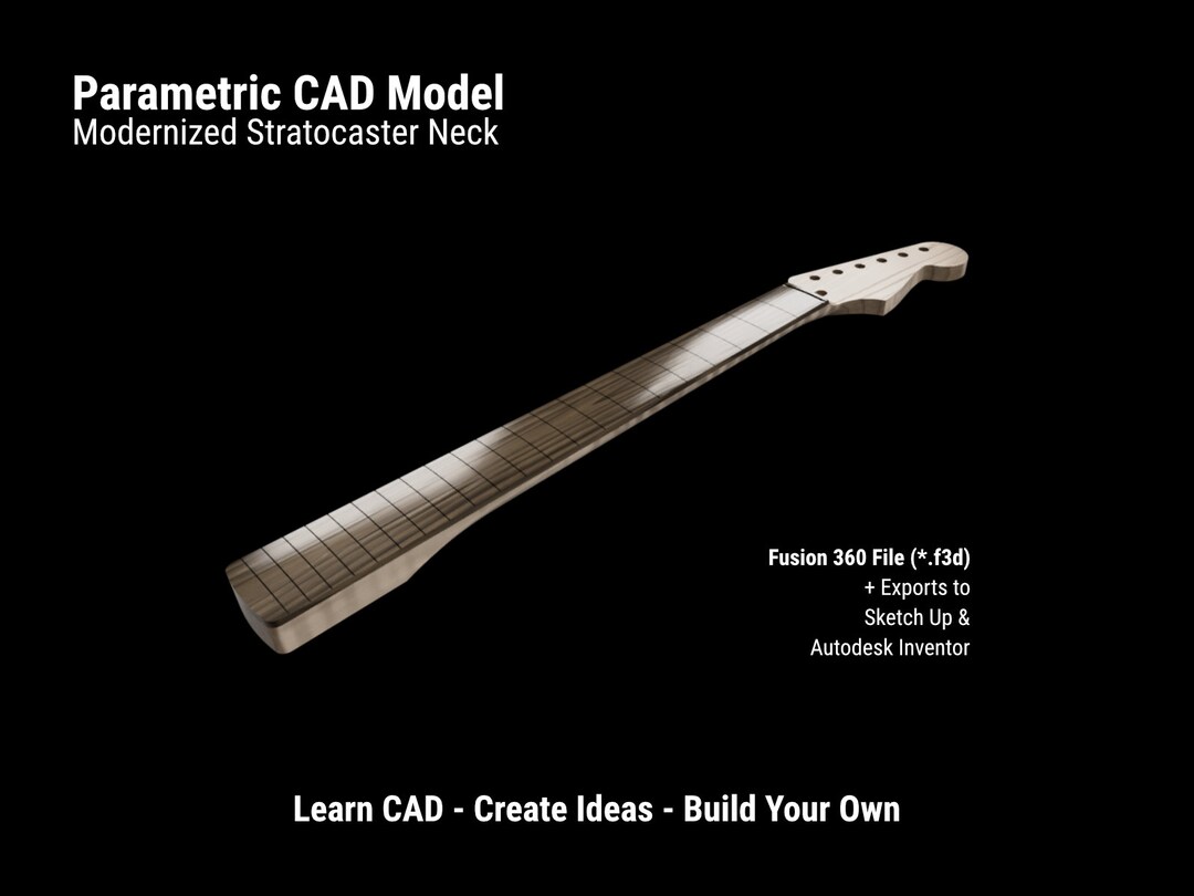 Electric Guitar Neck Stratocaster CAD, Autodesk Fusion - Etsy