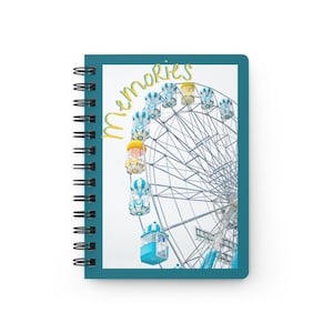 Vintage Ferris Wheel Spiral Bound Journal, Boho Spiral Bound Notebook ...