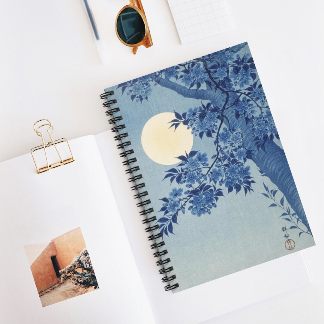 Blue Moon and Trees Vintage Art Spiral Notebooks | Soft Cover Journal ...
