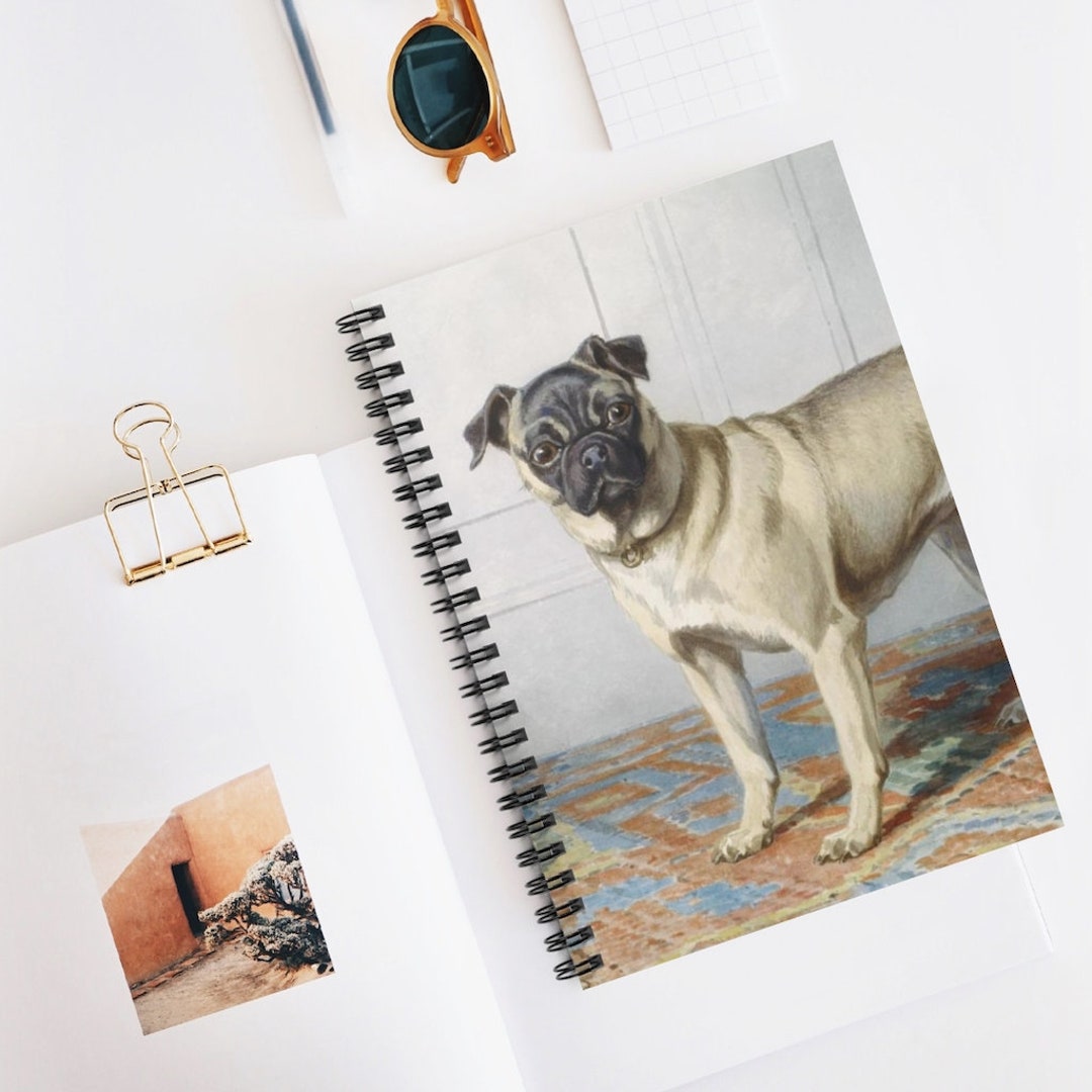 Cute Vintage Pug Dog Spiral Notebook | Spiral Notebooks | Soft Cover ...