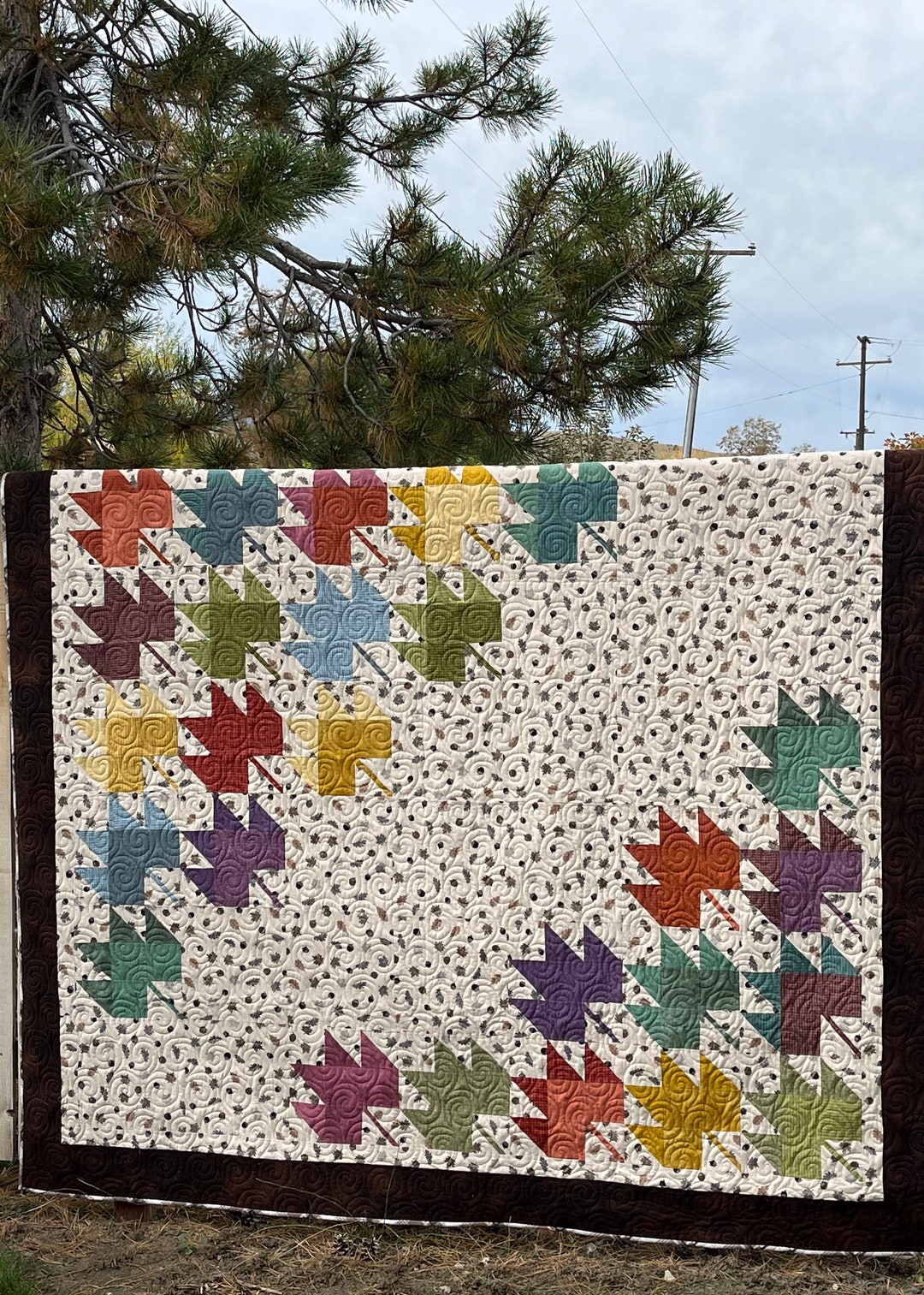 Handmade Flannel Quilt: Scattered Fall Leaves & Acorns - Etsy
