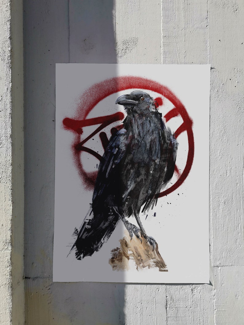 Graffiti Style Blood Raven Limited Art Print Nature Gift - Etsy