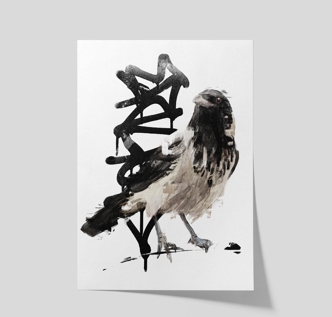 Graffiti Style HOODED CROW Limited Art Print | Nature Gift Idea ...