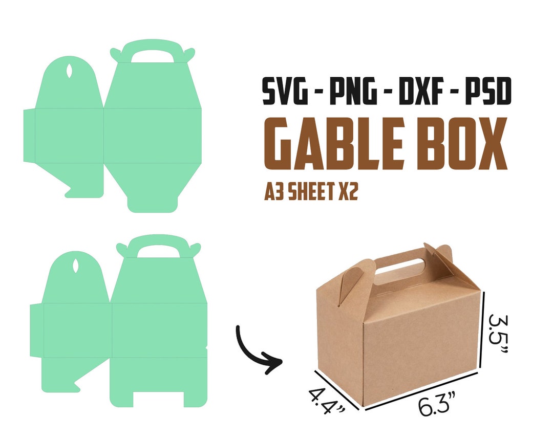 Gable Box Svg, Png, Gift Box, Gable Box Template Svg, Birthday Box ...