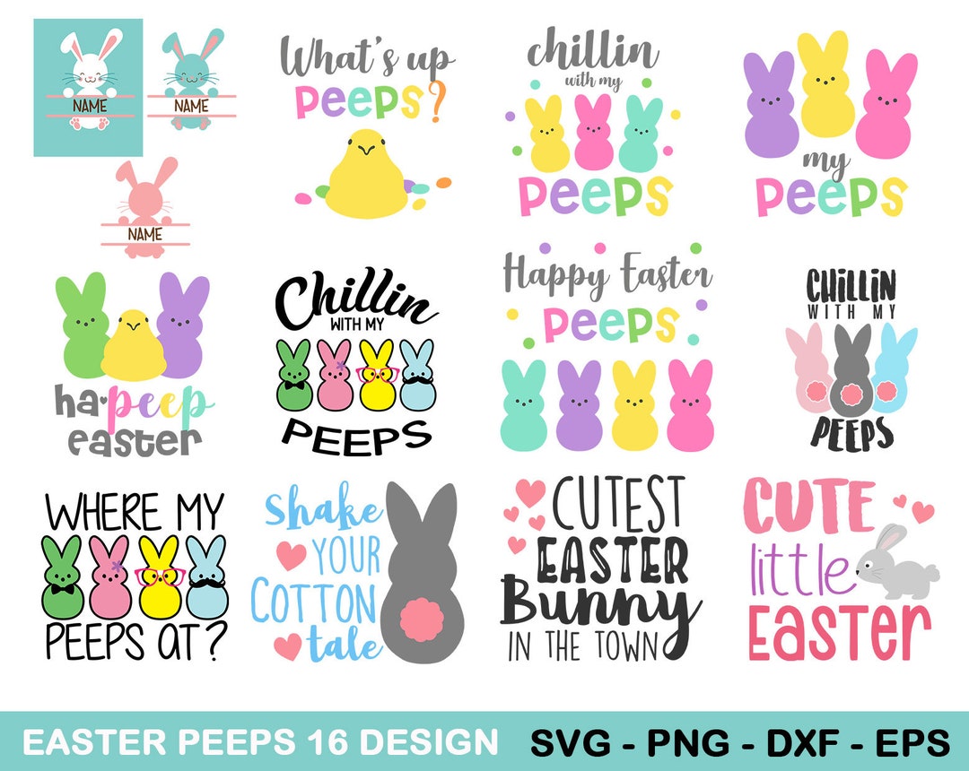 Easter Peeps Svg, Easter Bunny Svg, Peeps Layered Svg, Easter Bundle ...