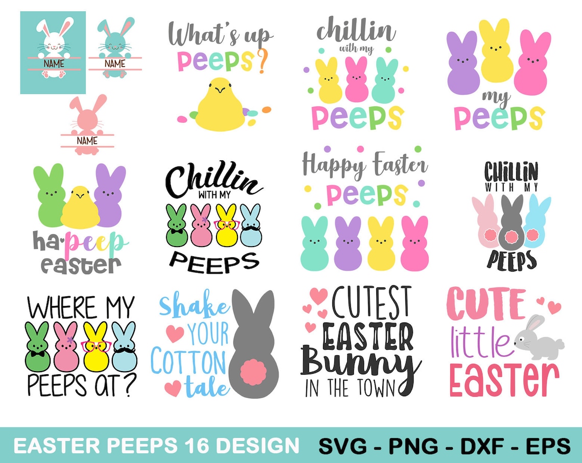 Easter Peeps Svg Easter Bunny Svg Peeps Layered Svg Easter - Etsy