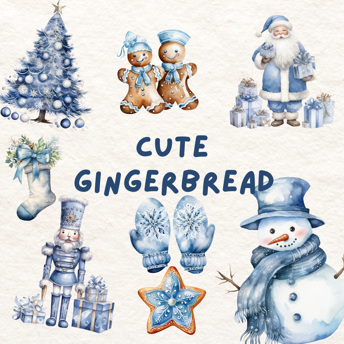 Blue Christmas Watercolor Clipart, Navy Ornaments PNG (digital Download ...