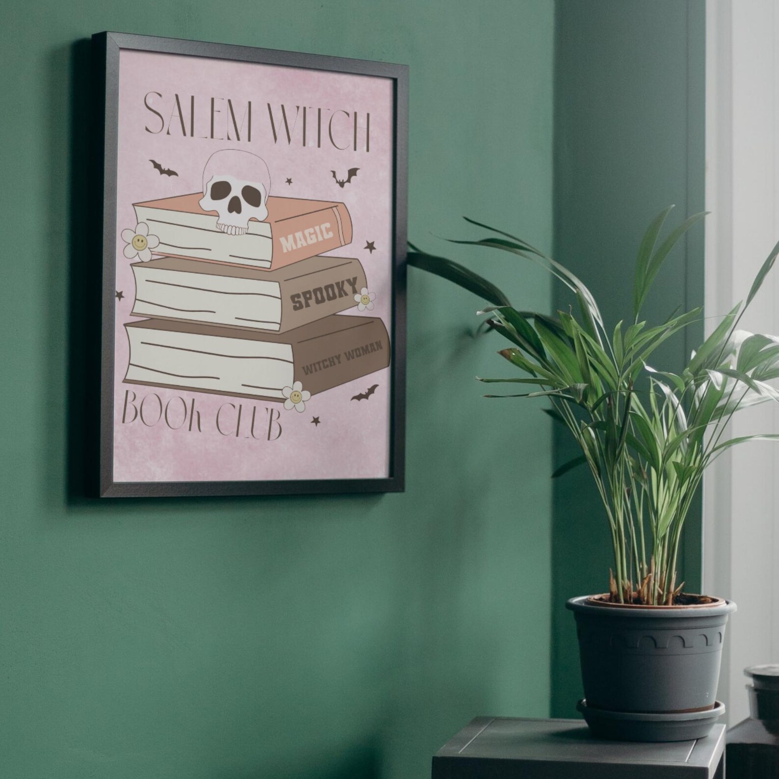 Salem Witch Book Club | Digital Wall Art| Pink Halloween | Pink Book ...