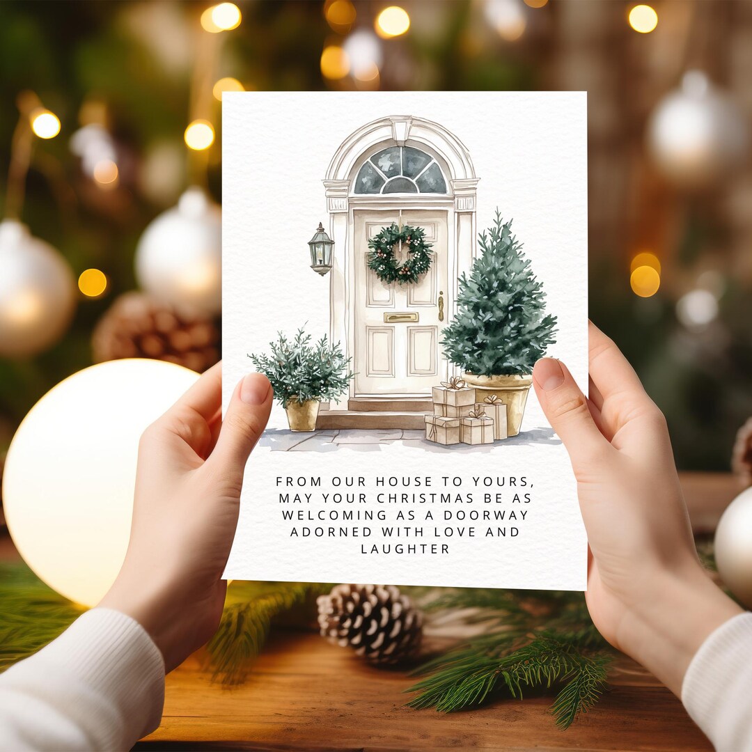 Christmas Doorstep Template | Holiday Porch With Gifts Tree | Festive ...