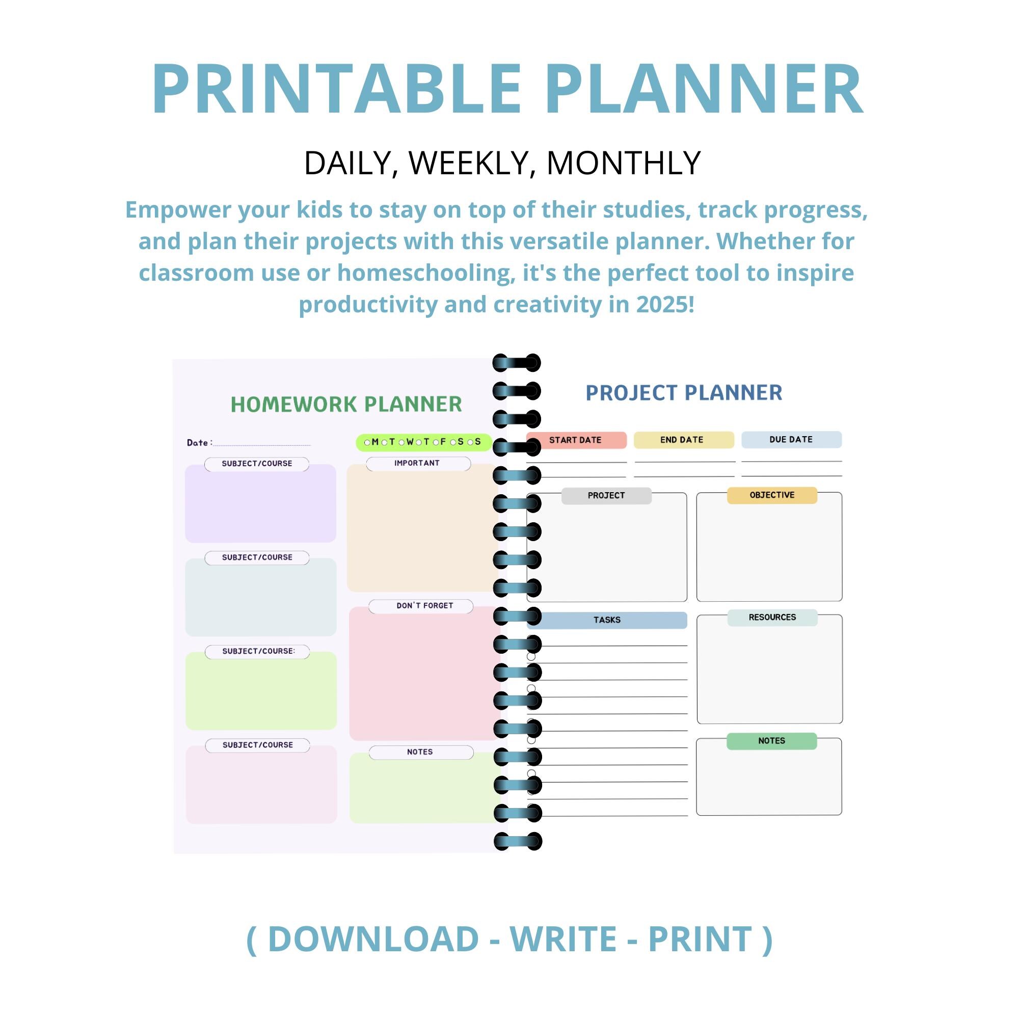Editable 2025 Kids School Planner | Fun and Functional Homeschool ...
