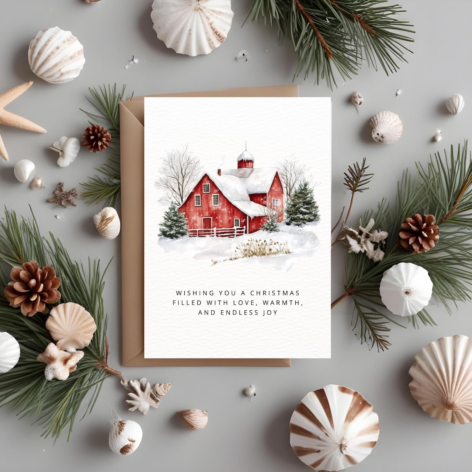 Rustic Farmhouse Christmas Card | Digital Holiday Greetings With Love ...
