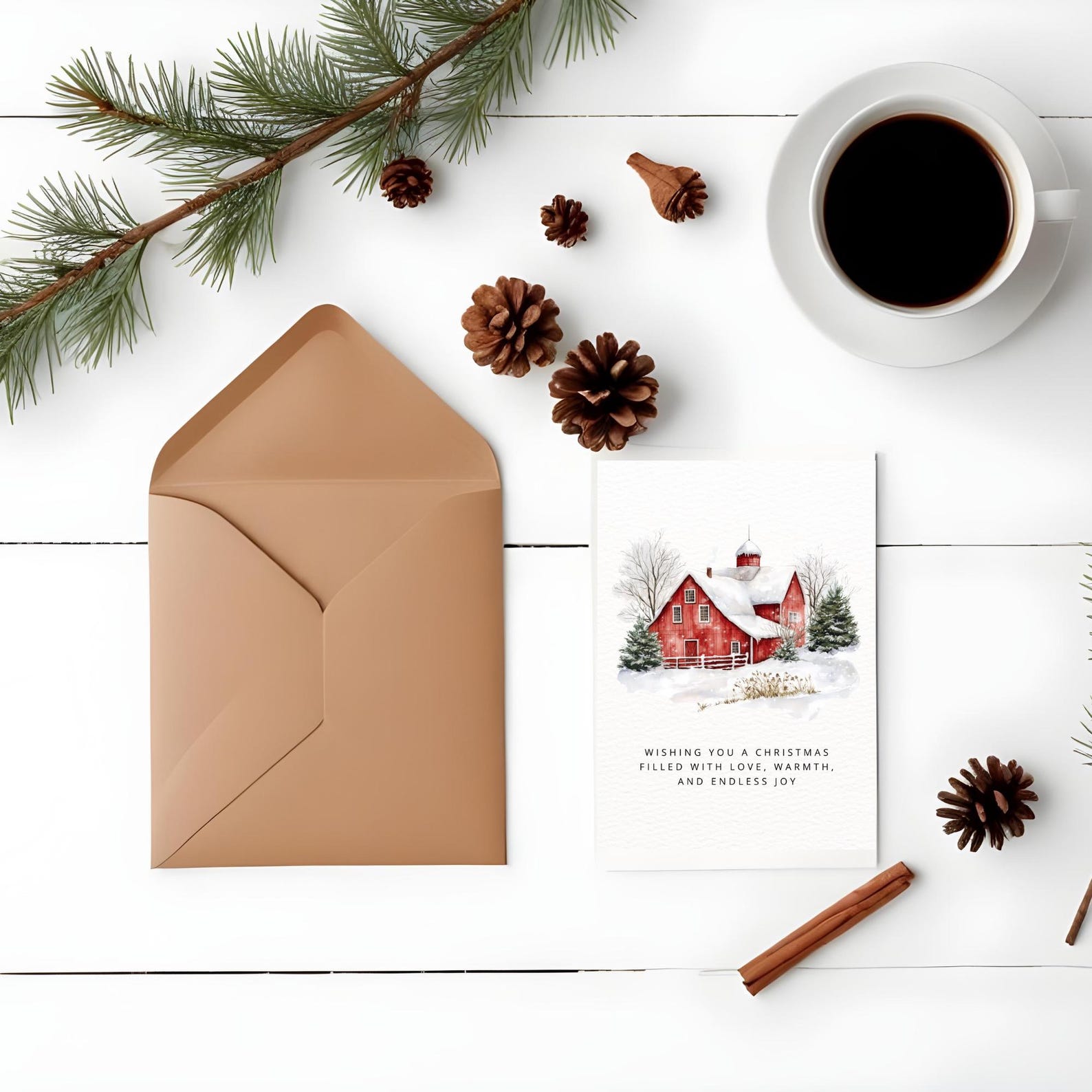 Rustic Farmhouse Christmas Card | Digital Holiday Greetings With Love ...