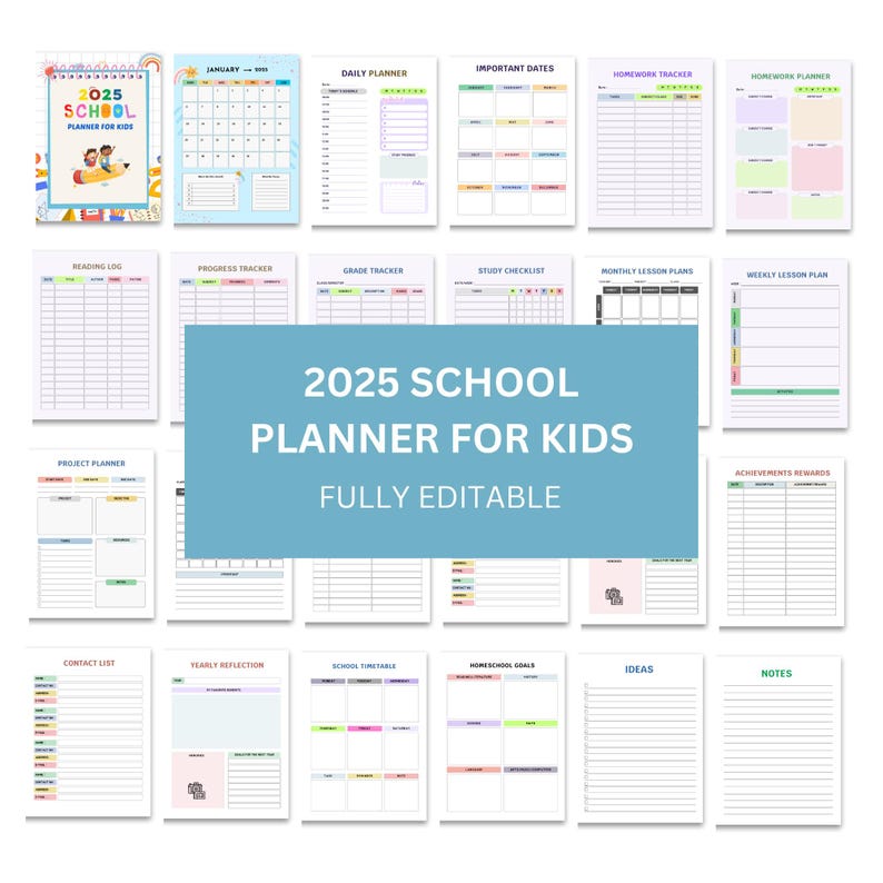 Editable 2025 Kids School Planner | Fun and Functional Homeschool ...