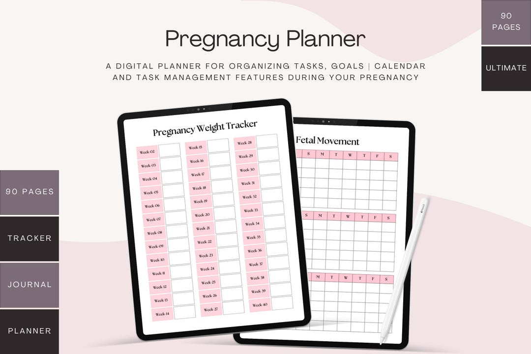Digital Pregnancy Planner & Baby Journal PDF | Birth Plan, Baby ...
