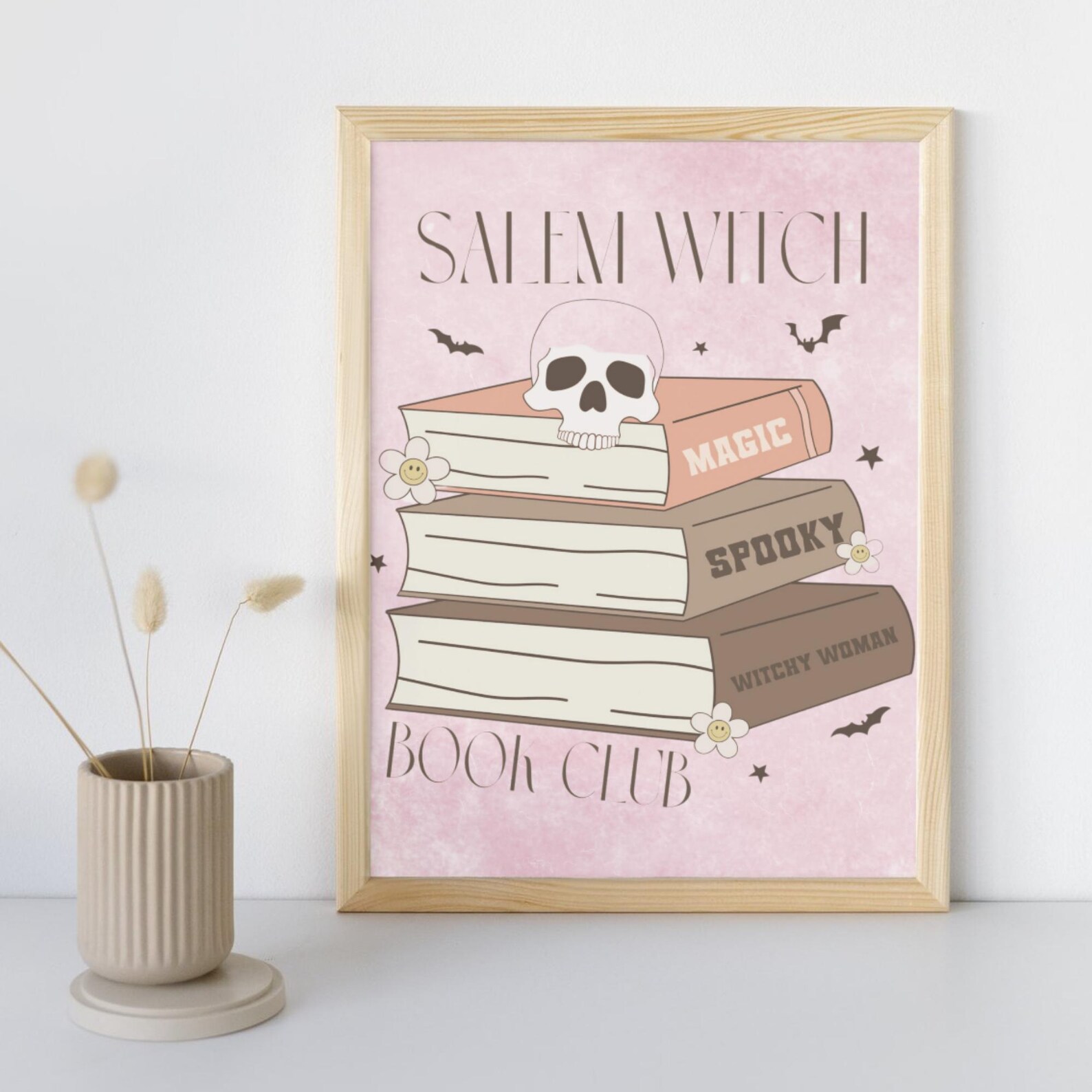 Salem Witch Book Club | Digital Wall Art| Pink Halloween | Pink Book ...