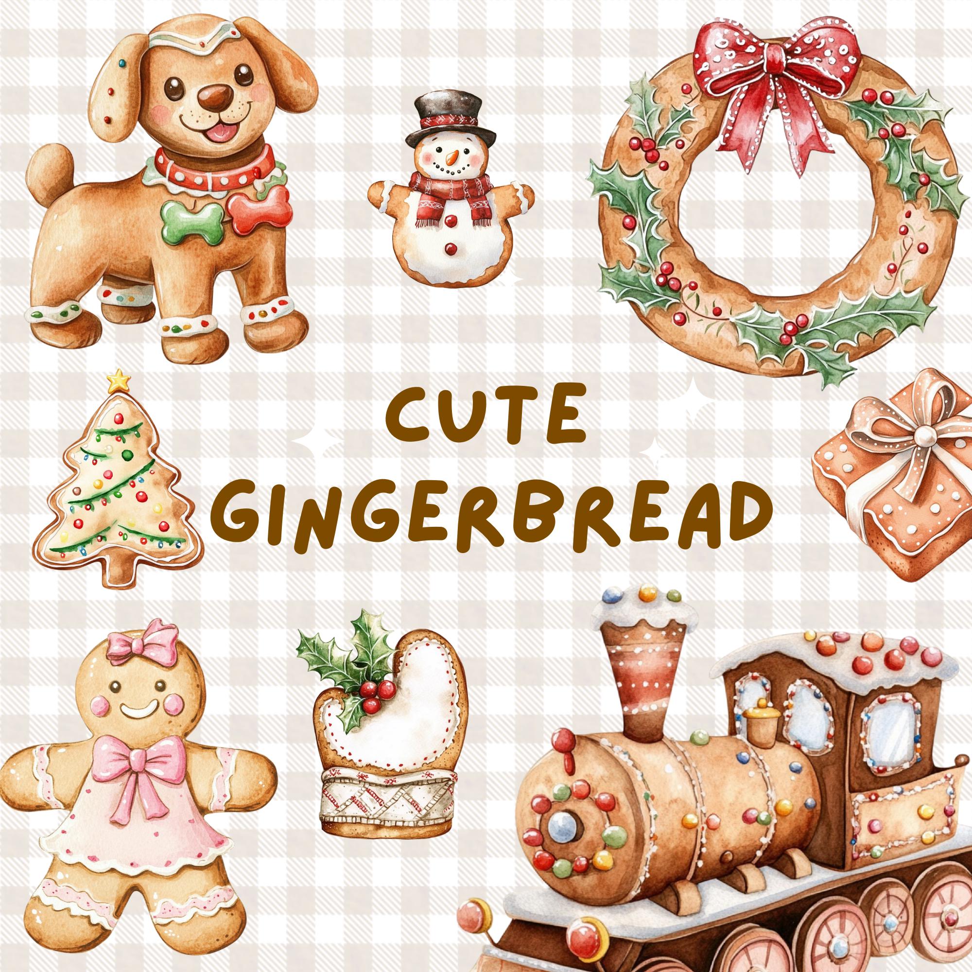 Gingerbread Christmas Watercolor Clipart | 32 Festive Pngs (digital ...