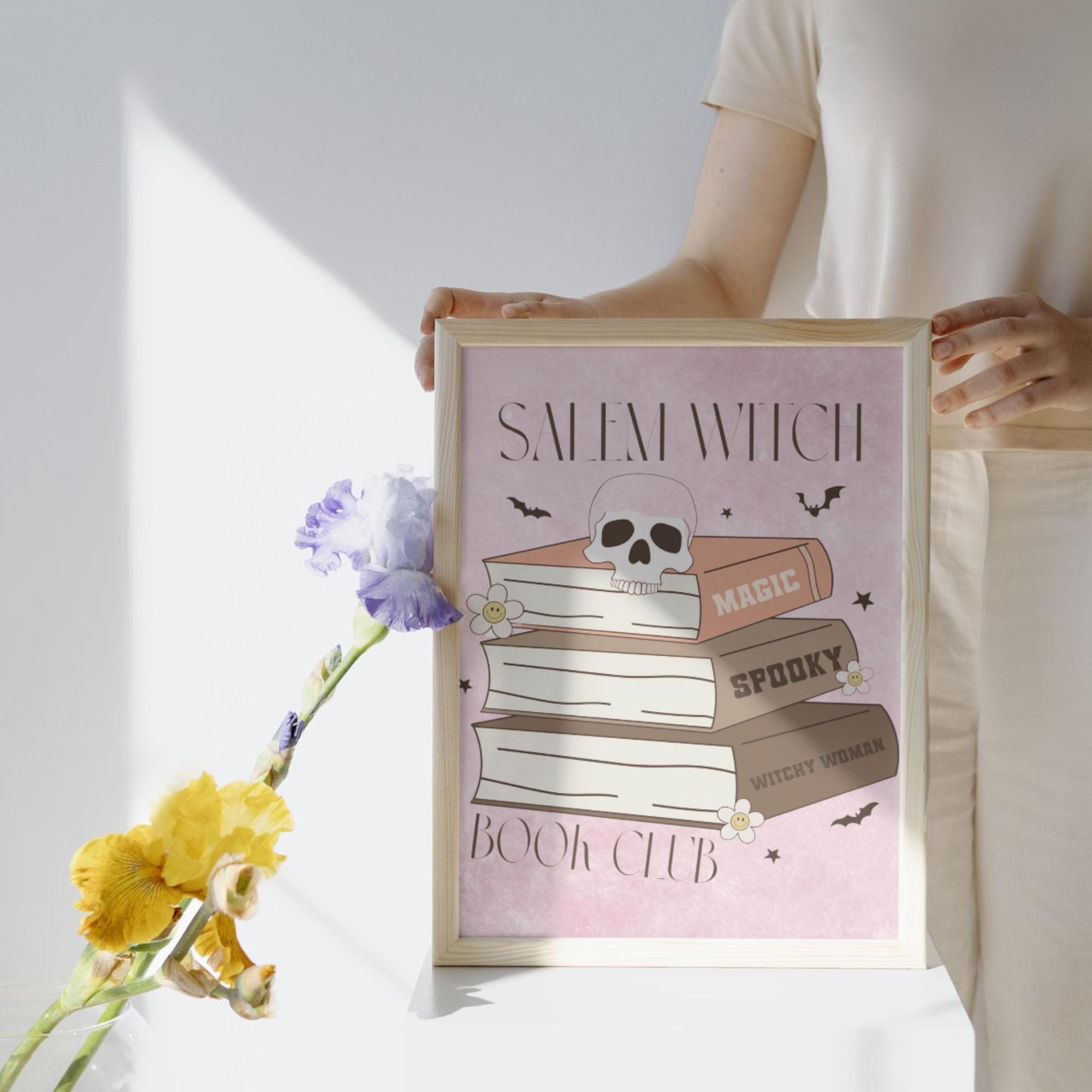 Salem Witch Book Club | Digital Wall Art| Pink Halloween | Pink Book ...