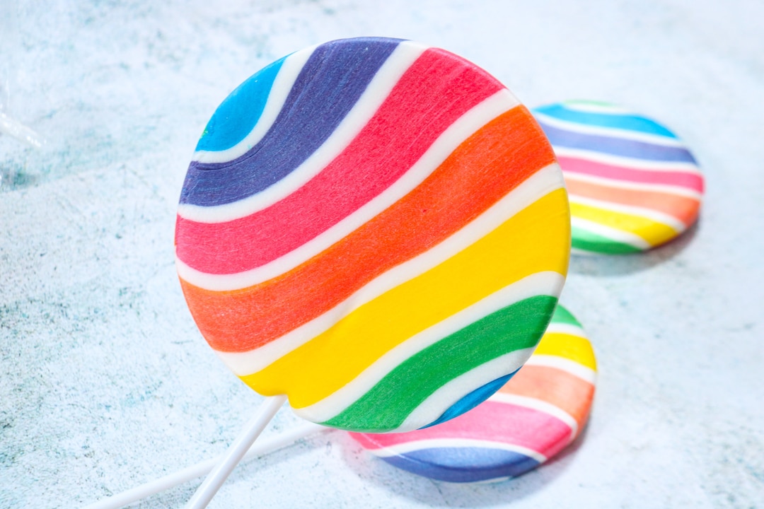 Rainbow Wave Lollipop Swirly Lollies Cake Toppers Giant - Etsy