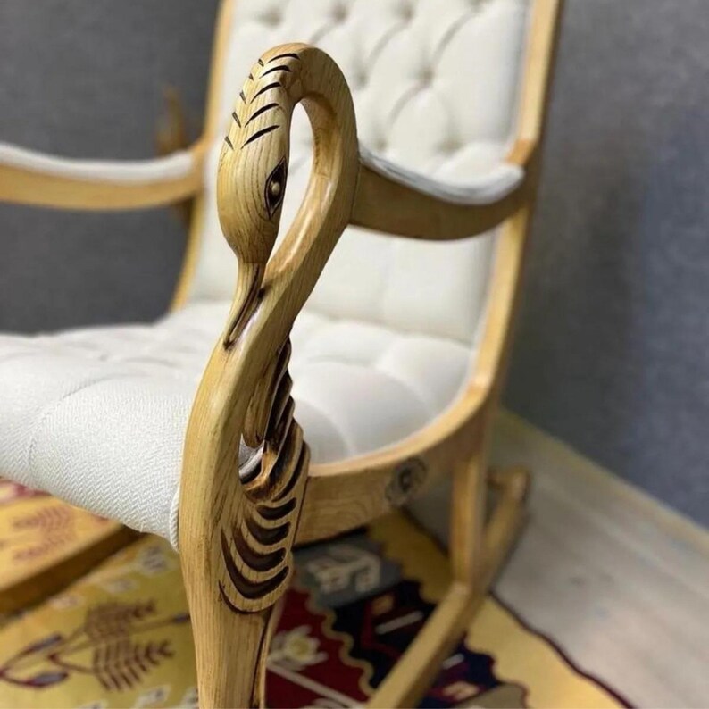 Swan-detailed Vintage Retro Rocking Chair for the Most Special Gift - Etsy