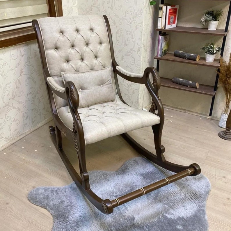Swan-detailed Vintage Retro Rocking Chair for the Most Special Gift - Etsy