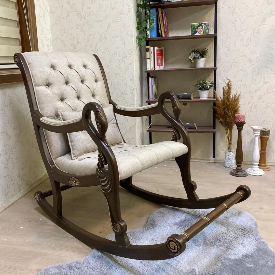 Swan-detailed Vintage Retro Rocking Chair for the Most Special Gift - Etsy