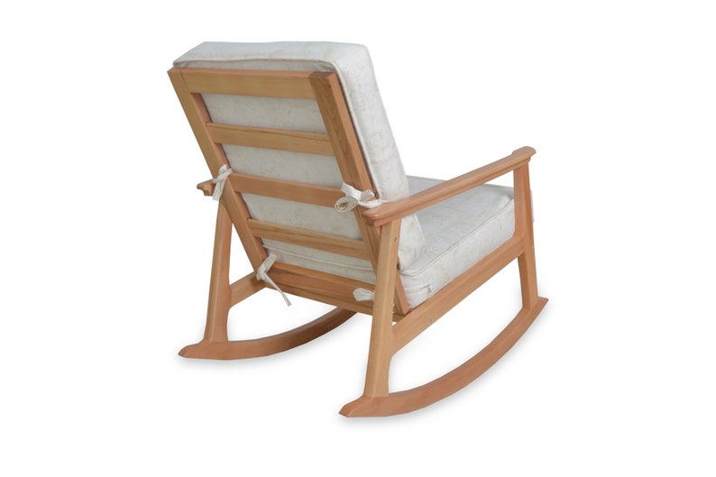 Nordic Beech Wooden Rocking Chair Set, Danish Cream Cushion Rocker for ...