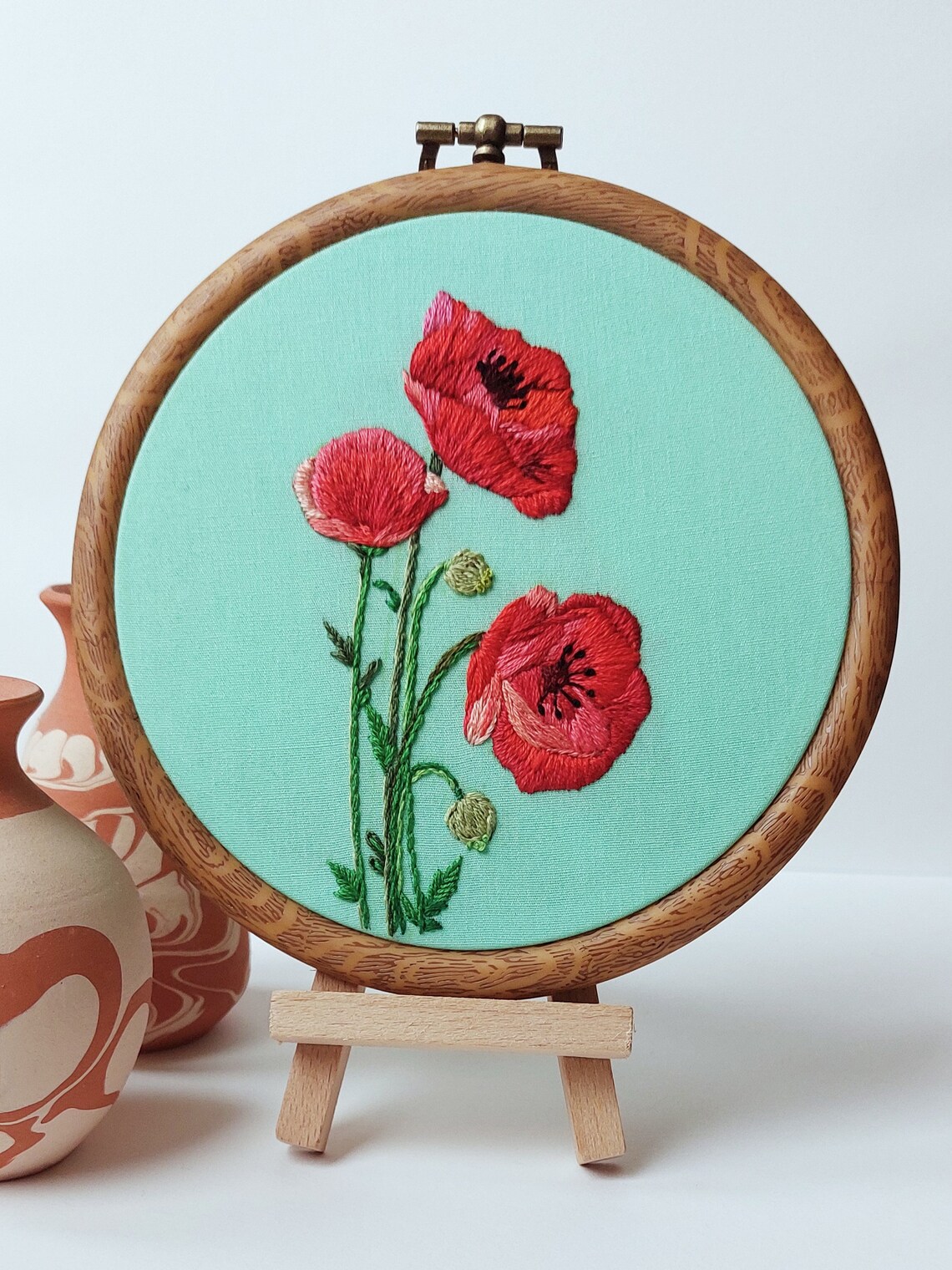 Poppy Embroidery Wall Art, Poppy Wall Hanging, Remembrance Day Gift ...