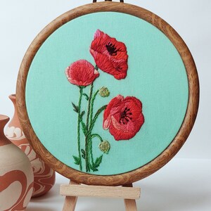 Poppy Embroidery Wall Art, Poppy Wall Hanging, Remembrance Day Gift ...